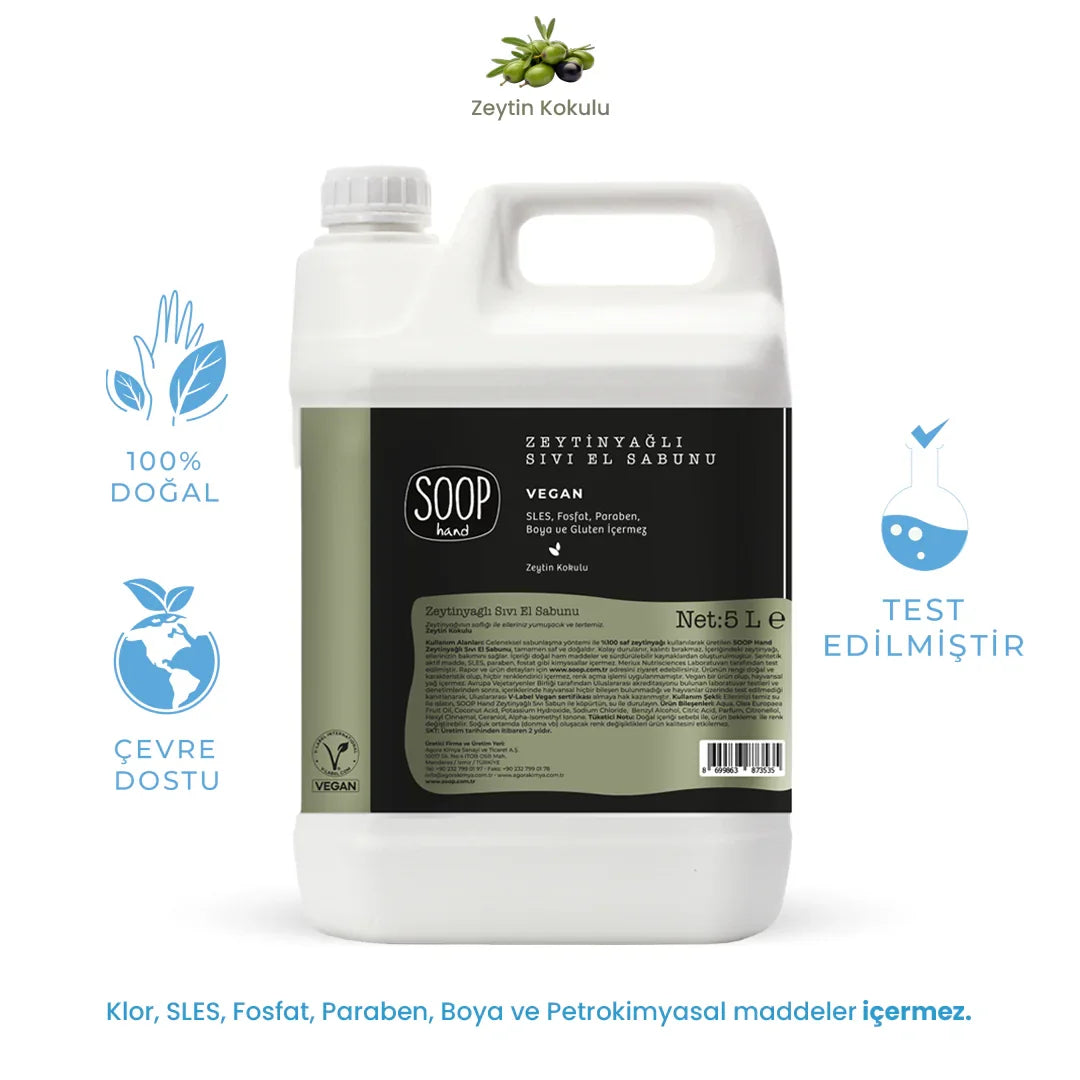 SOOP Hand Doğal Zeytinyağlı Sıvı Sabunu 5L Refill | Doğal Sıvı Sabun
